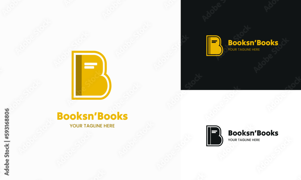 Letter B book shape logo design for books stores and publishing ...