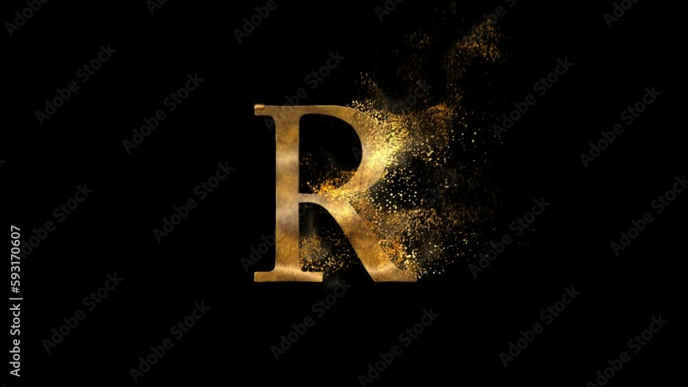 Golden letter R with particles, alphabet, abc, alpha channel Stock ...