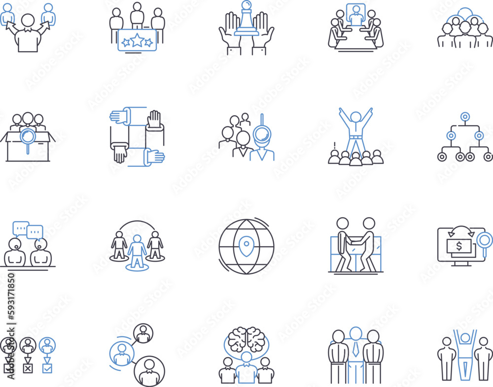 Meeting and collaboration outline icons collection. Coordinating ...