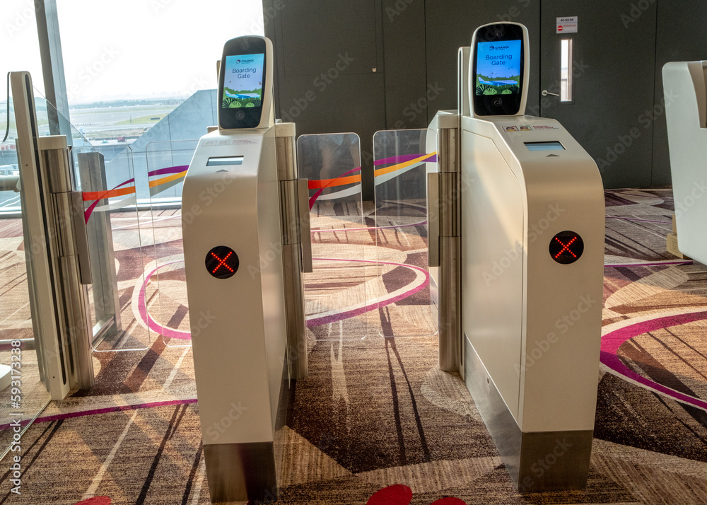 Modern automated boarding gates at Changi International Airport in ...