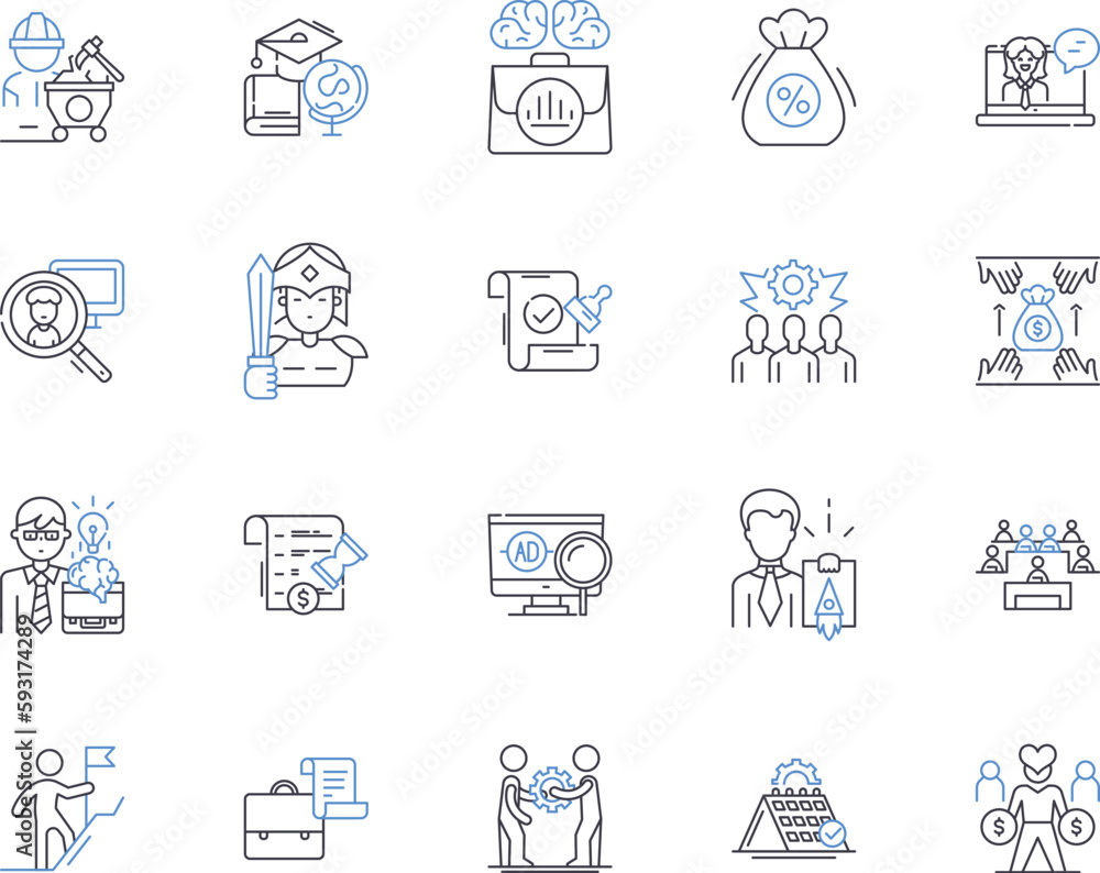 Employee progress outline icons collection. Employee, Progress, Development, Tracking ...