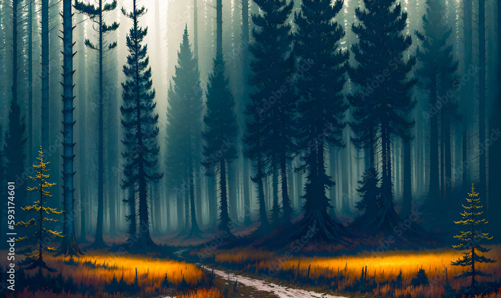 Journey to the deep dark forest woodland jungle sci fi landscape High ...