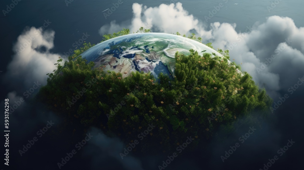 Planet Earth is covered with beautiful green trees and clouds, World ...