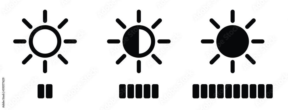 Brightness and contrast icon. Contrast level icon. mobile brightness ...