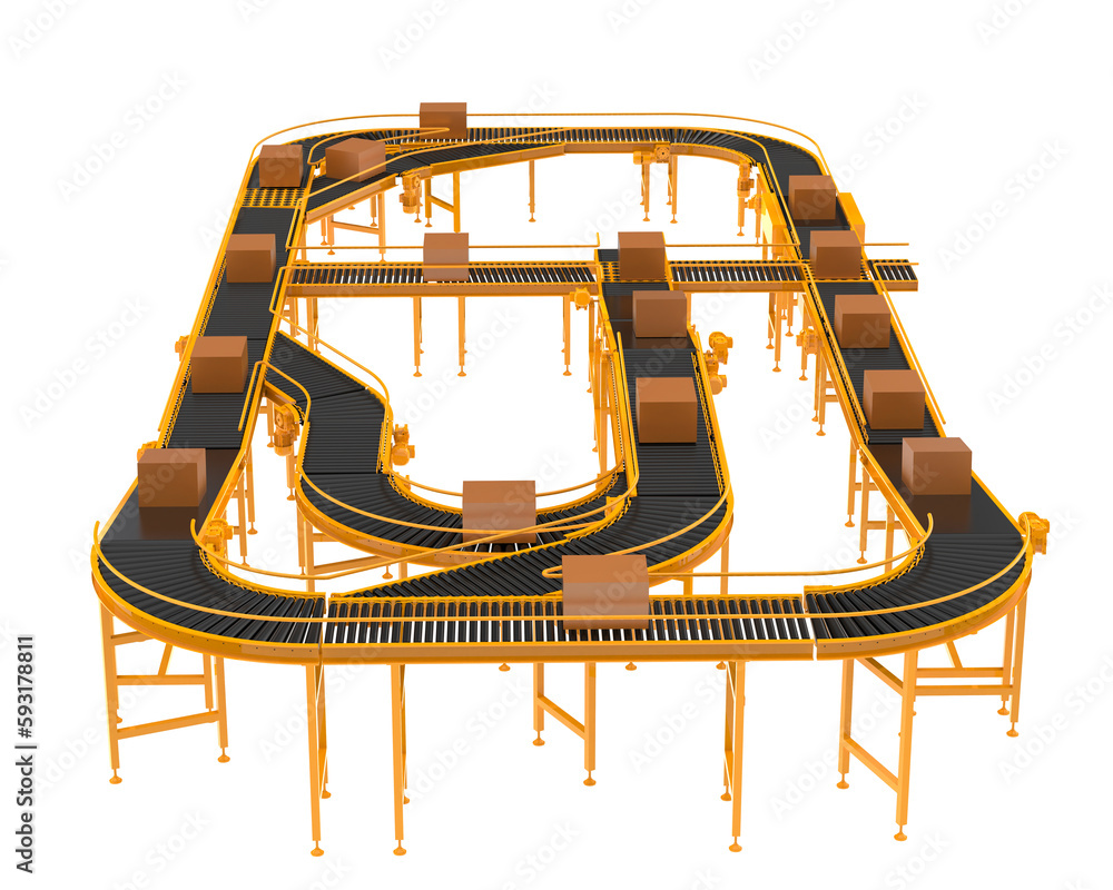 Conveyor belt isolated on transparent background. 3d rendering ...