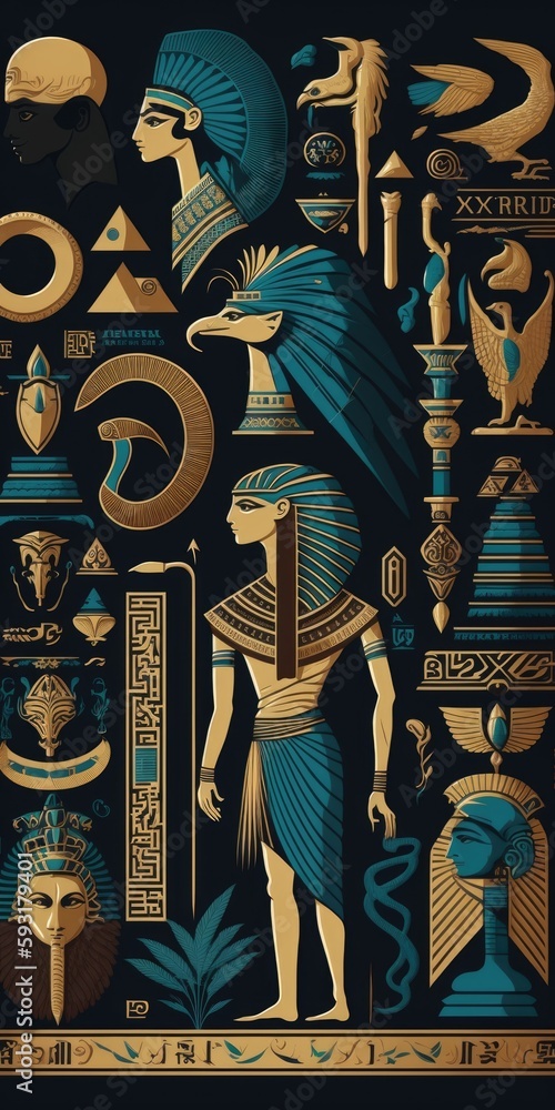 Background of Egyptian gods and pharaohs. Egyptian style fashion. Your ...