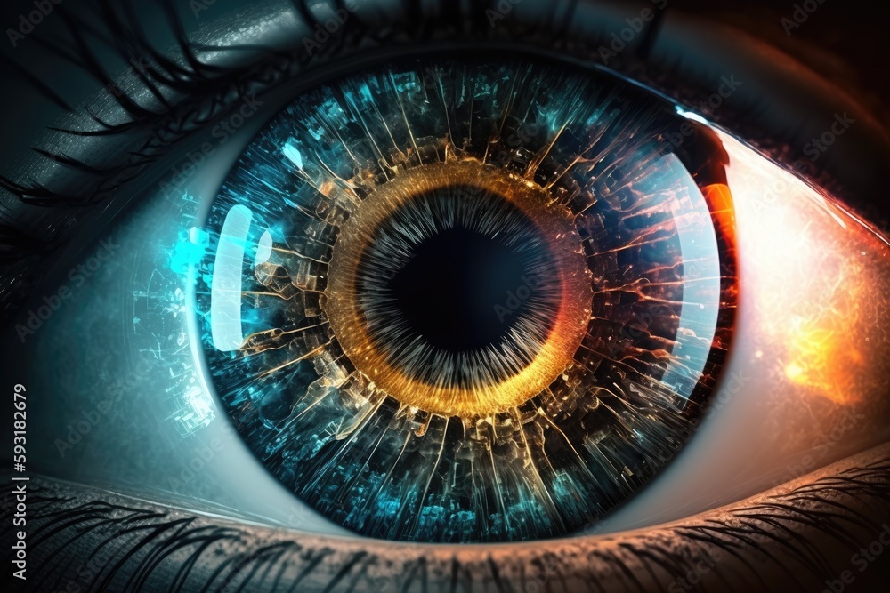 High tech image of a human eye up close. technological idea. Generative ...