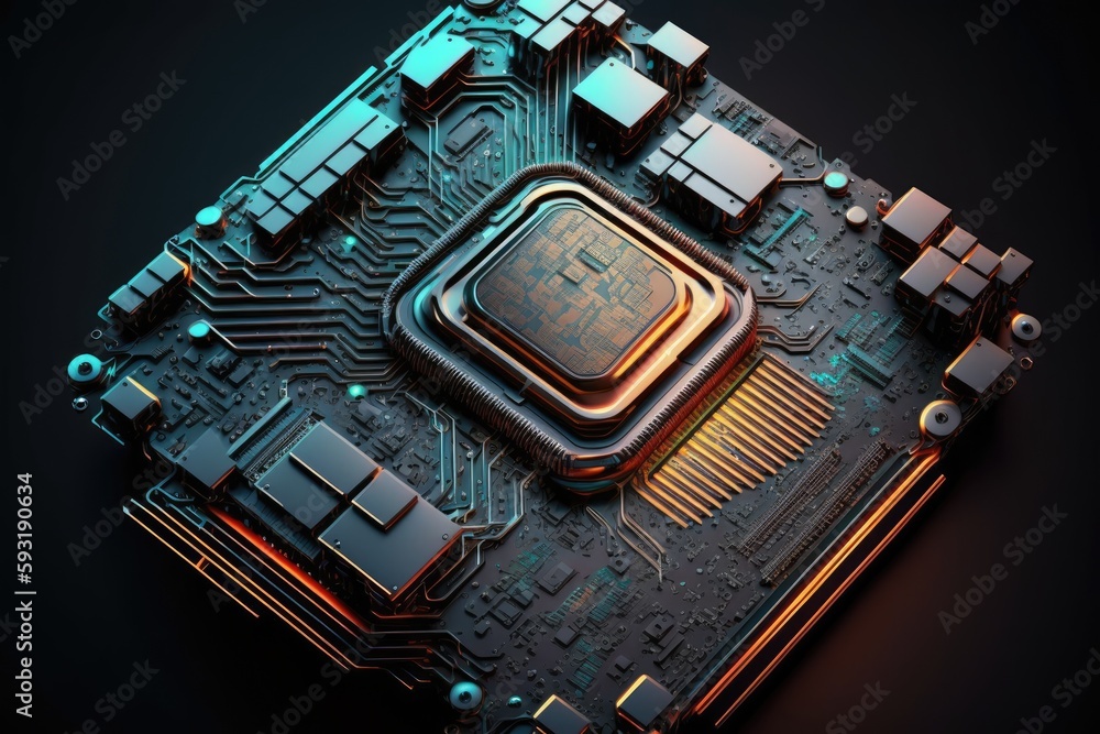 cyborg AI. the circuit board. technical knowledge CPU and GPU concepts ...