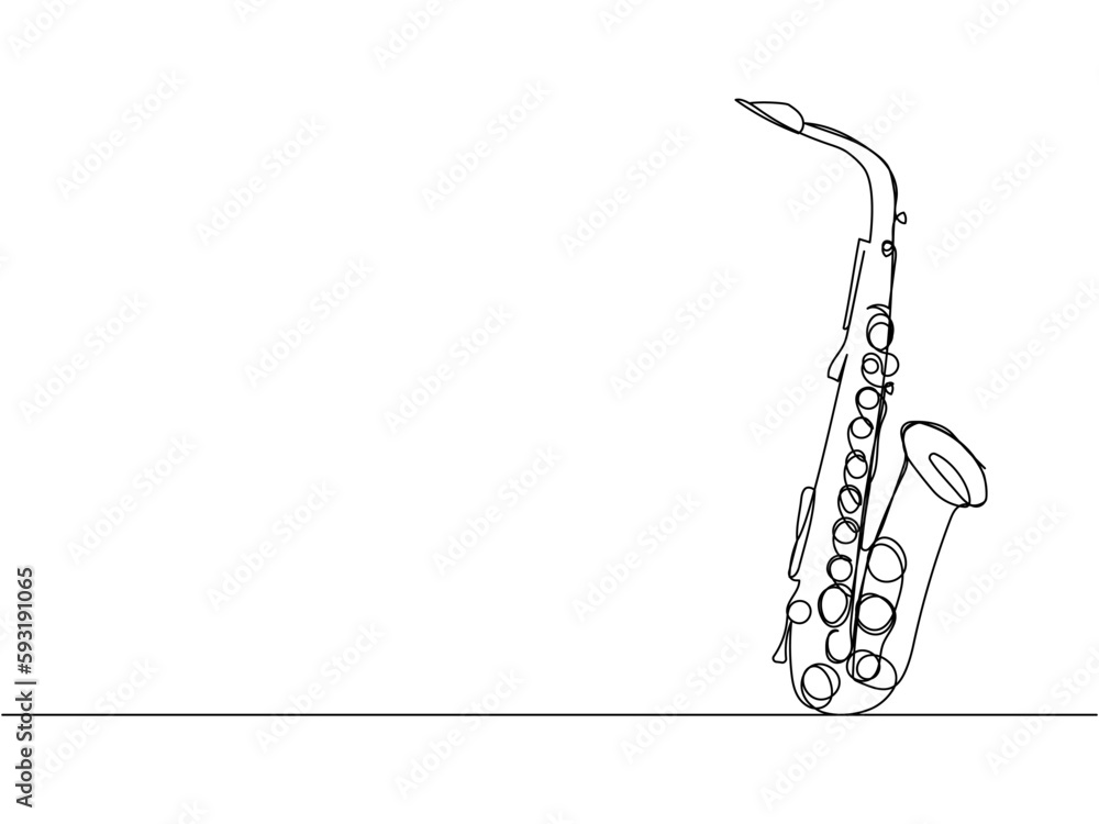 Saxophone one line art. Continuous line drawing of musical, melody ...