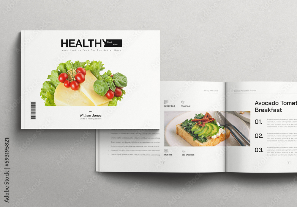 Cookbook Recipe Book Template Landscape Stock Template | Adobe Stock