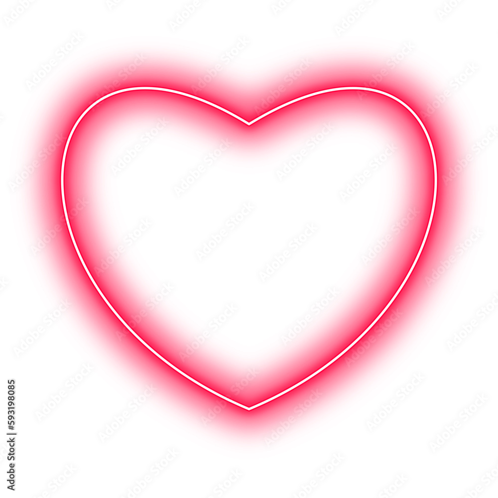 Neon Red Heart Geometry Shape Outline Stroke Stock Vector | Adobe Stock