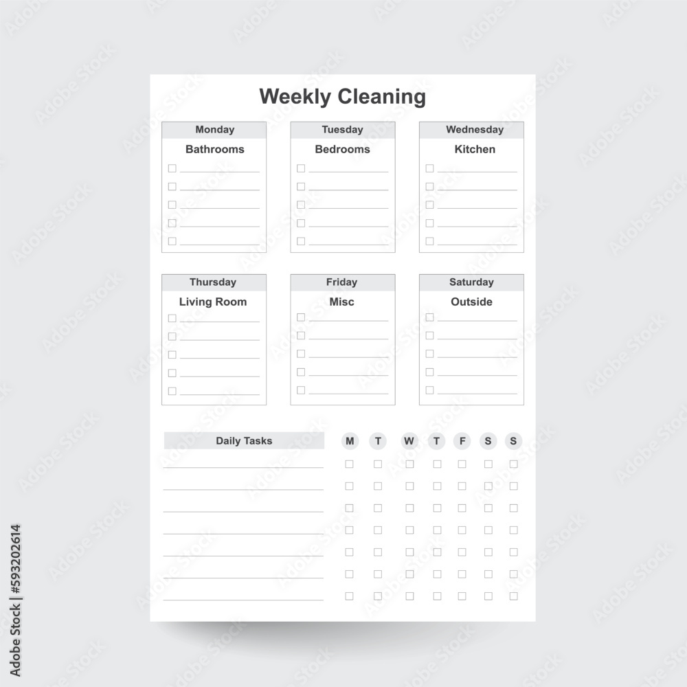 Weekly Cleaning Checklist,Cleaning Planner,Cleaning Schedule,Weekly ...