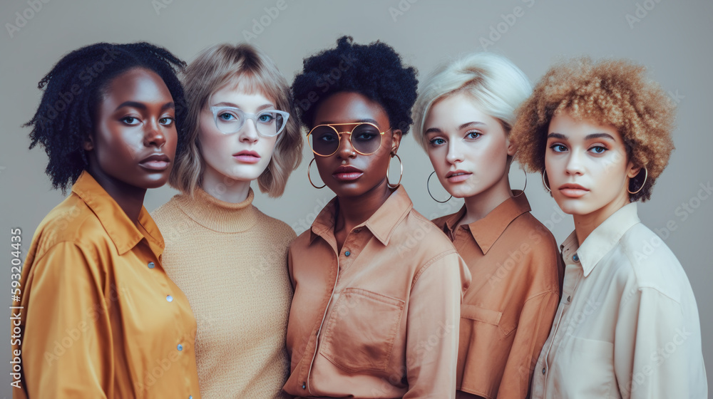 Group portrait of various women. Diversity happy female. Interracial ...