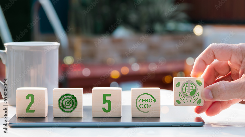 Zero by the year 2050. zero carbon. objective of net-zero greenhouse ...