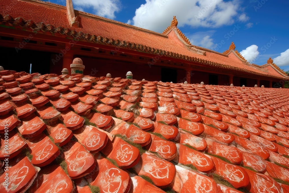 Red tiles are used on the eaves and corners of traditional Chinese ...