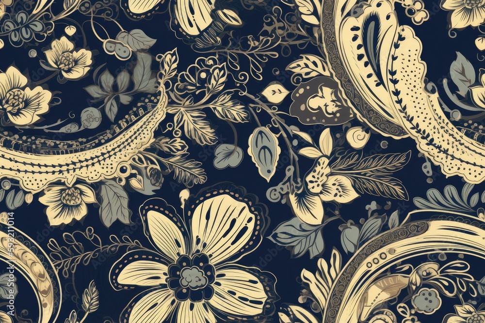 ภาพประกอบสต็อก Element of a continuous 2D floral design. Background texture that is elegant. An ...