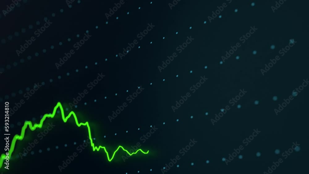 Rising stock market chart. Trading screen, green line moving up, equity ...