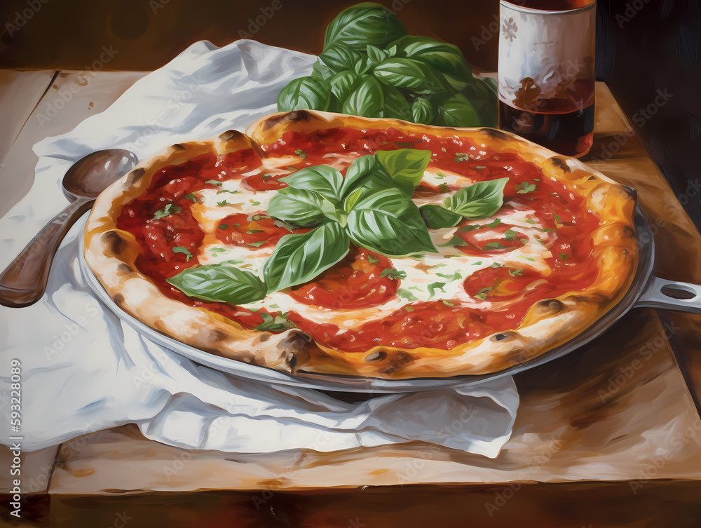 Generative AI oil painting, vintage, The traditional Neapolitan pizza ...