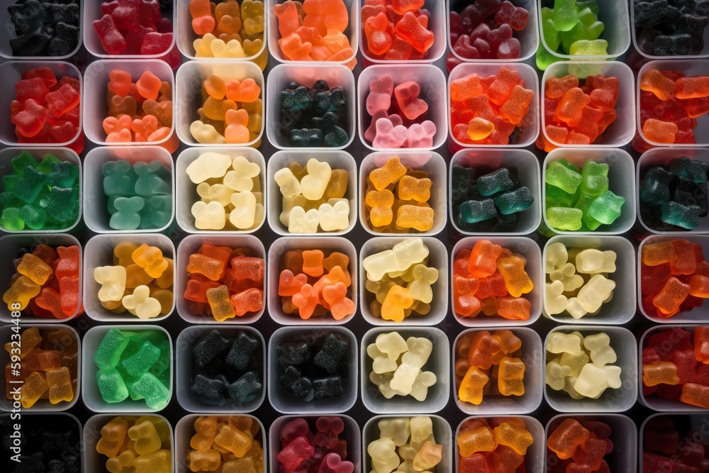 Generative AI illustration of vast array of different gummy bear ...