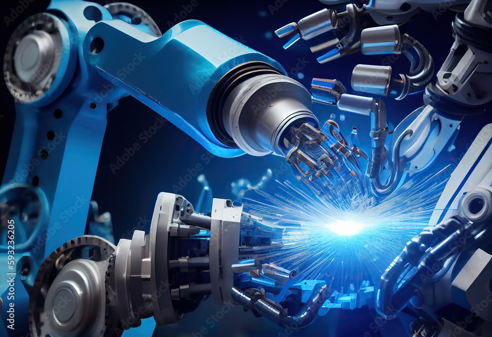 Generative AI illustration of smart factory, robotic arm, industry 5.0 ...