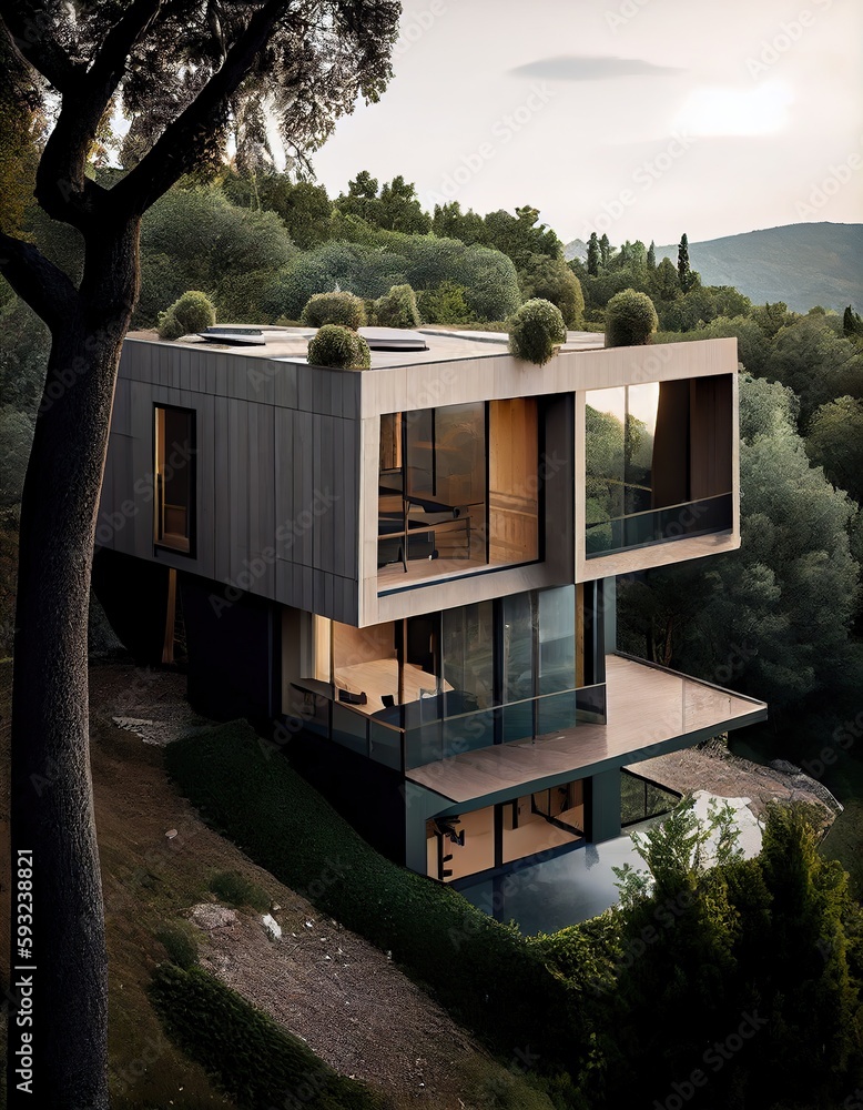 Generative AI illustration of a captivating, an extraordinary house in ...
