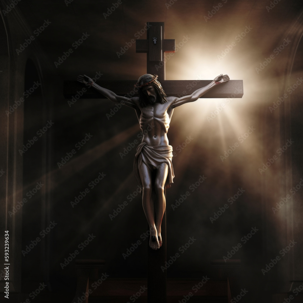 Jesus Christ On The Cross Dark and Atmospheric Stock Illustration ...