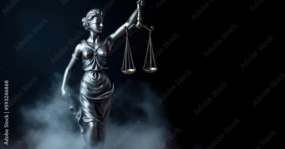 Poster, Foto Bronze statue of the Goddess of Justice Themis, holding ...