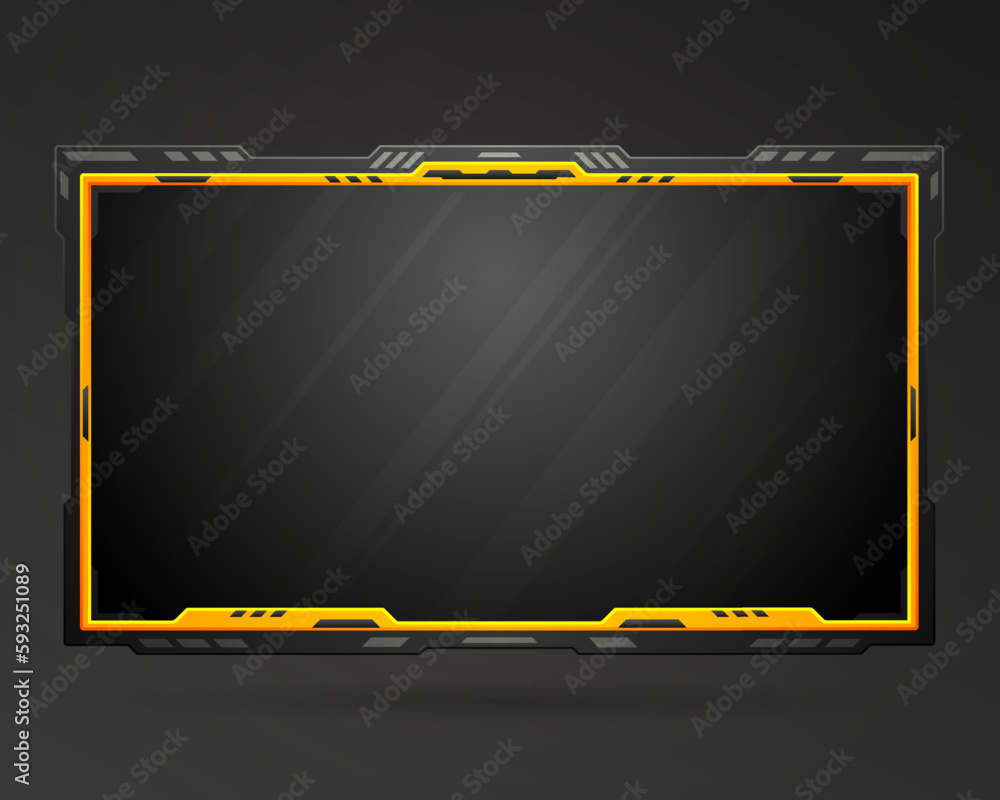 Black and yellow border game gui stream overlay webcam screen panel ...