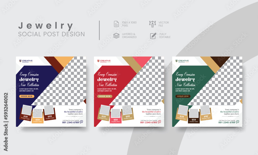 Deluxe jewelry social media post template for business marketing ads ...
