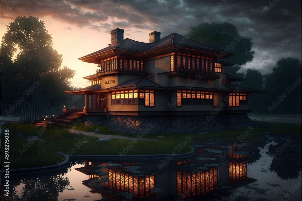 realistic photo of a two storey house naturalistic architectural ...