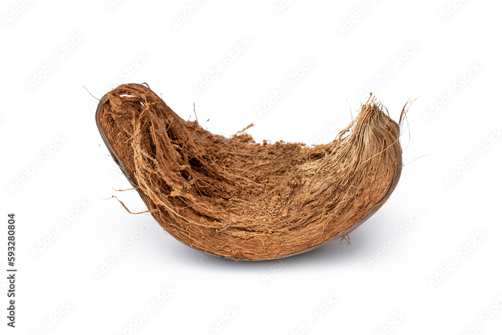Coconut coir or shell isolated on white background. Natural waste ...
