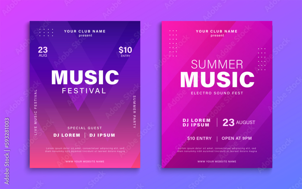Electronic music festival poster. Dynamic colorful sound cover design ...