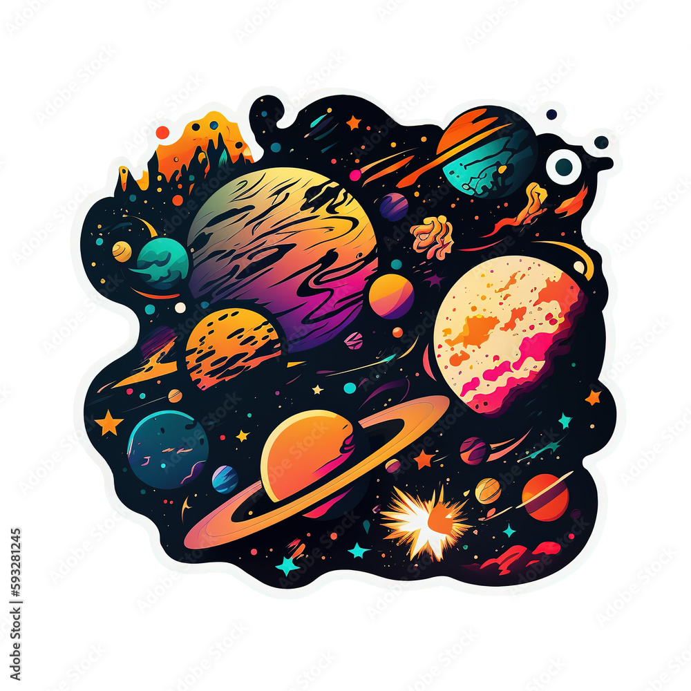 Watercolor Space and Stars Galaxy Stickers Clipart Sublimation PNG ...
