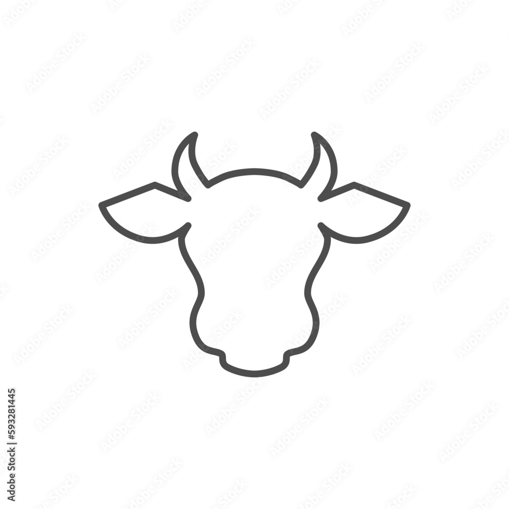 Cow head related vector linear icon. Agriculture. Vector outline ...
