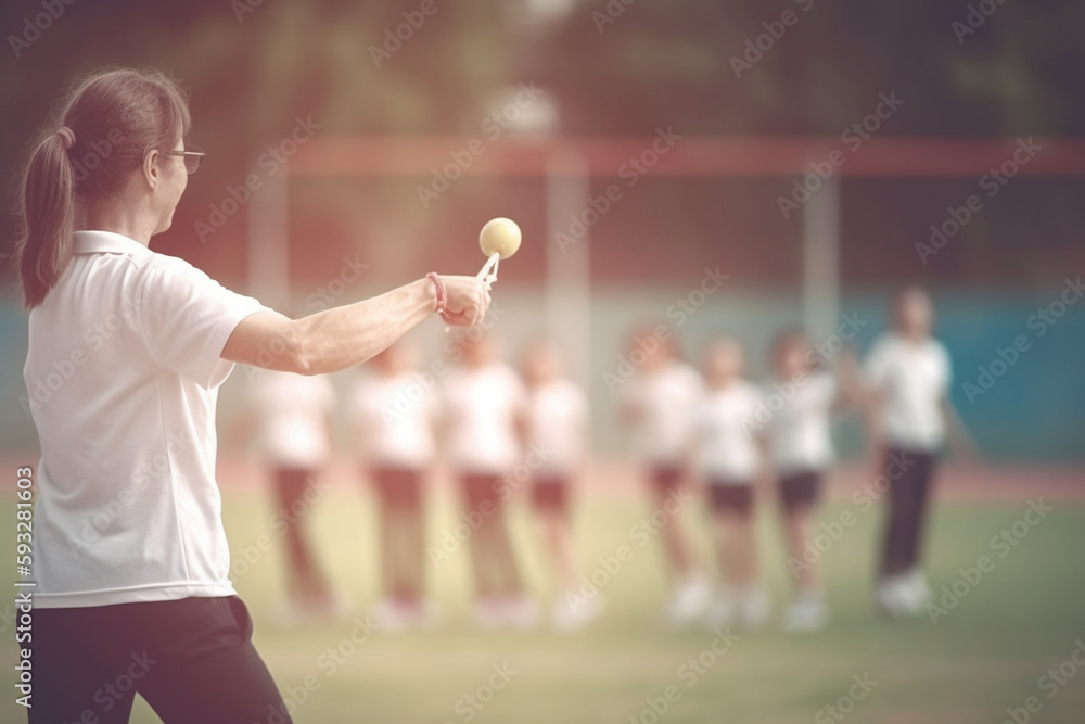 banner, A photo of a teacher leading a physical education or sports ...