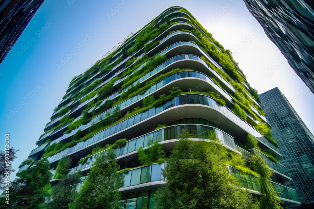 Green buildings concept. Eco-friendly green apartment or office ...