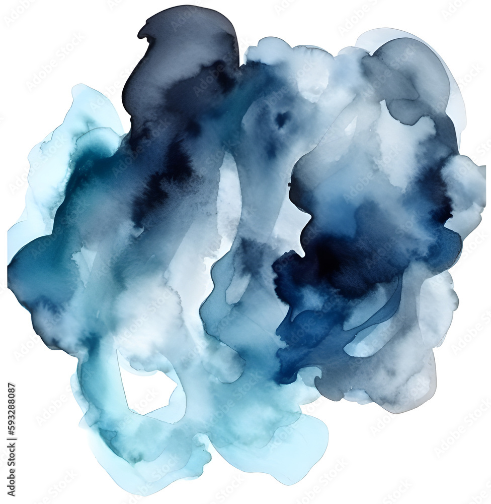 Watercolor stain in different shades of blue. Transparent PNG. Stock ...