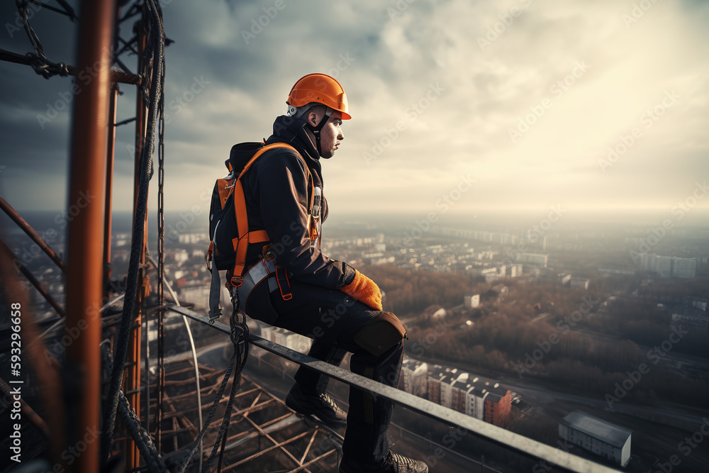 construction engineer worker at heights,architecture sci-fi ...