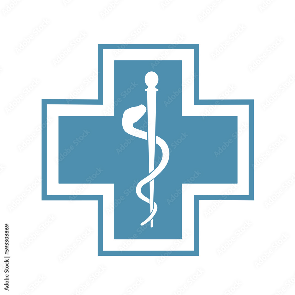 caduceus medical symbol on white background, aesculapian snake, Emt ...