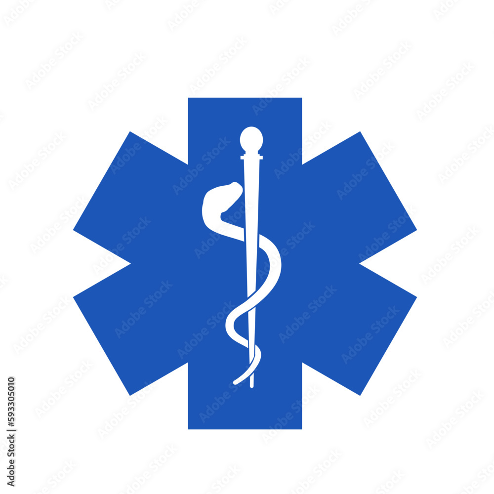 caduceus medical symbol on white background, aesculapian snake, Emt paramedic logo vector image ...