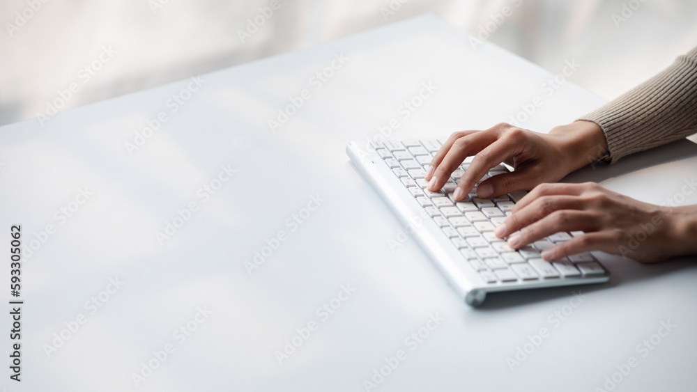 Person typing on a computer keyboard, businessman is working in a ...