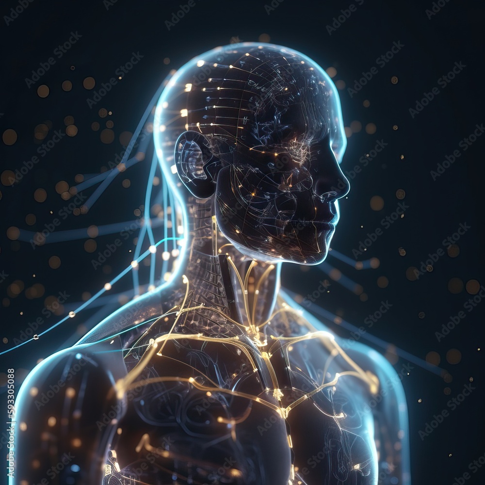 Transparent human body showing organs and energy points, generative ai ...