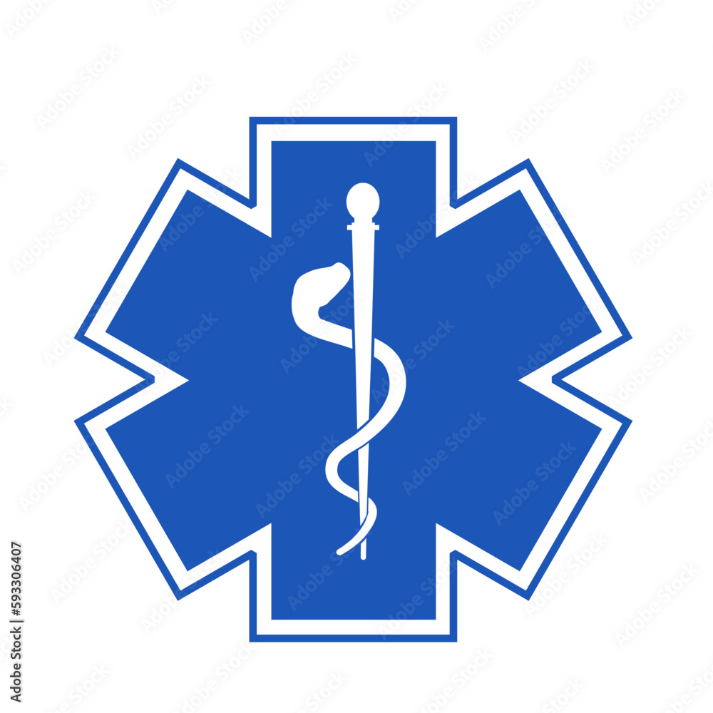 caduceus medical symbol on white background, aesculapian snake, Emt ...