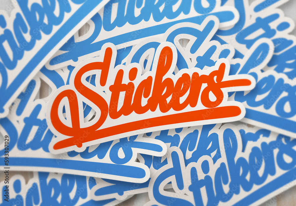 Sticker Mockup Template Paper Texture Round Rectangle Square Stock