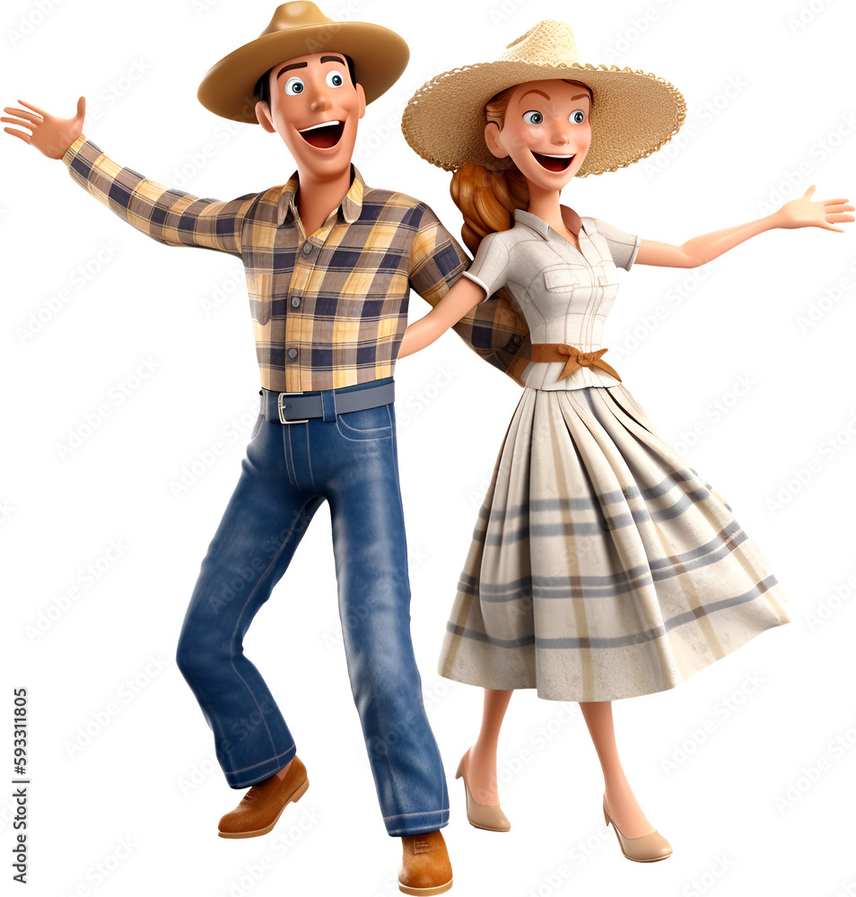 Casal caipira dançando festa junina brasileira Stock Illustration ...