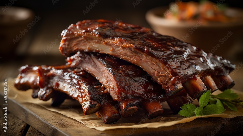 Barbecue ribs - Slow-cooked pork or beef ribs seasoned with a dry rub ...