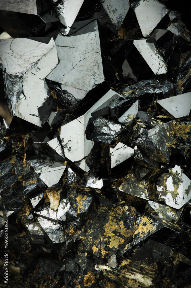 Magnetite (natural magnet, iron ore). macro detail texture background ...