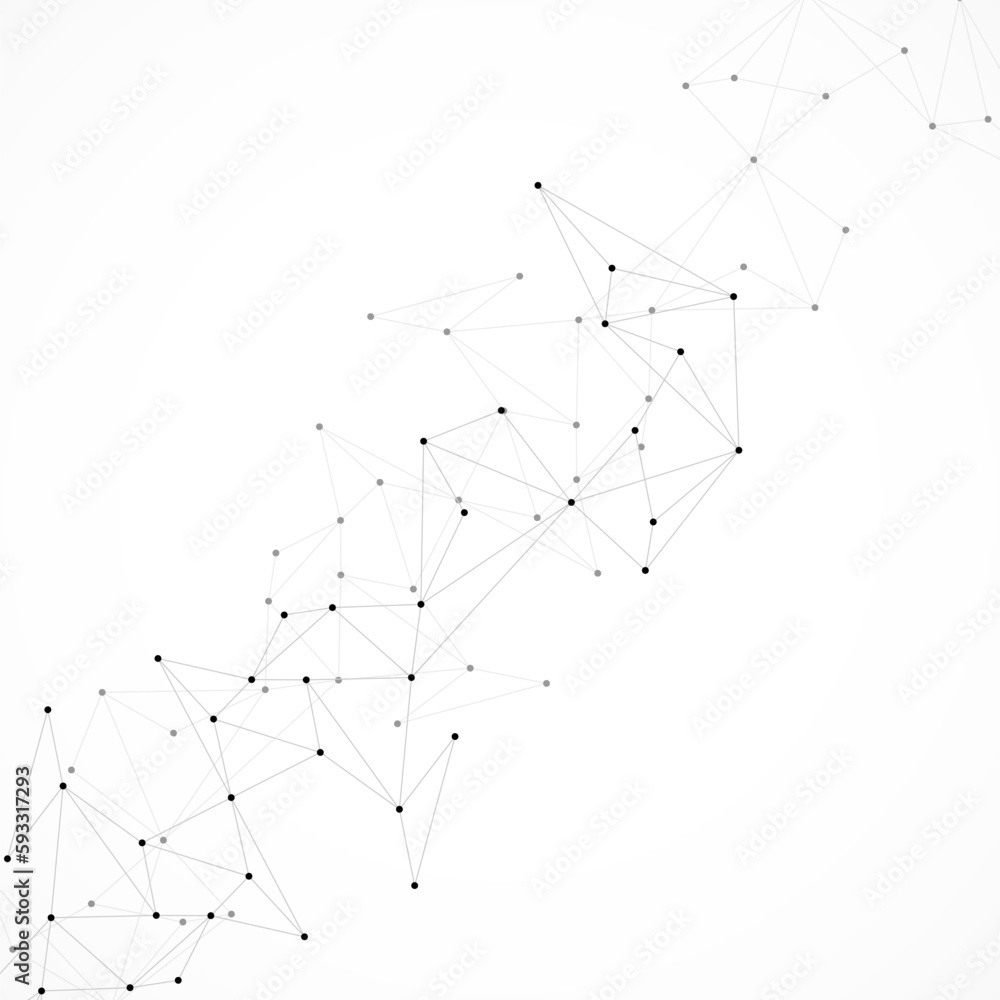 Vector illustration of minimalistic design with connecting the dots and lines. Abstract ...