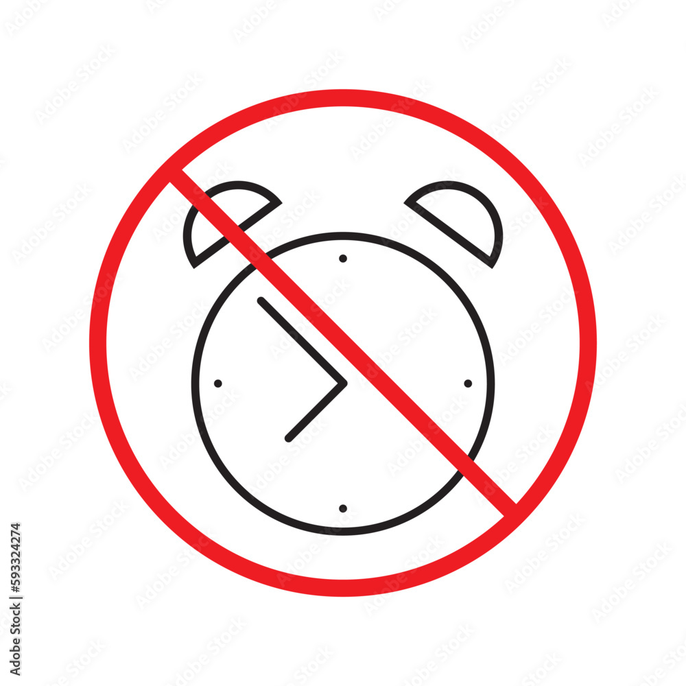 Prohibited clock vector icon. No clock flat sign design. Forbidden ...