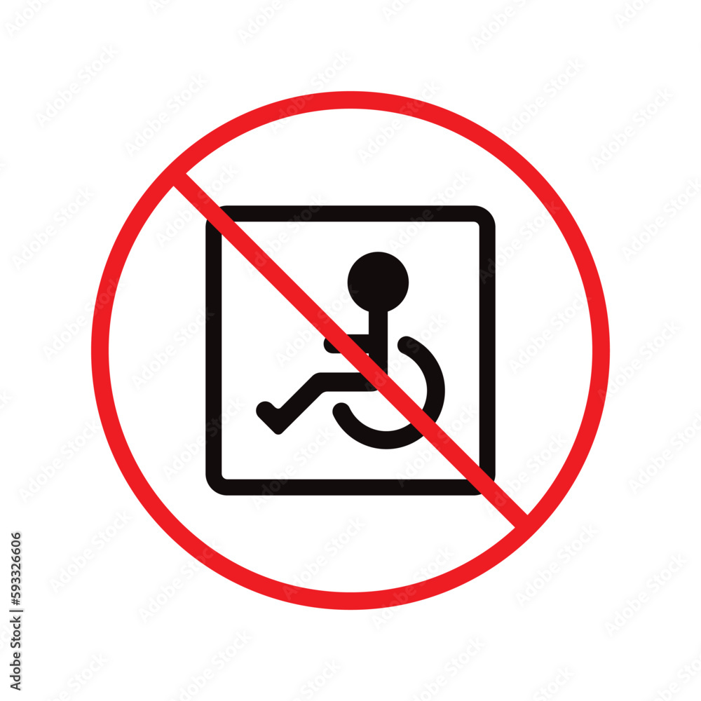 Forbidden disabled vector icon. Warning paralyzed flat sign design ...
